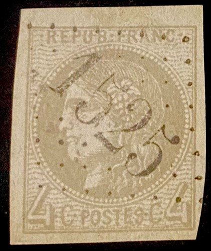 Vintage French Stamp Yvert #41 Ceres 4c Gray F Used Bordeaux Signed BV ...