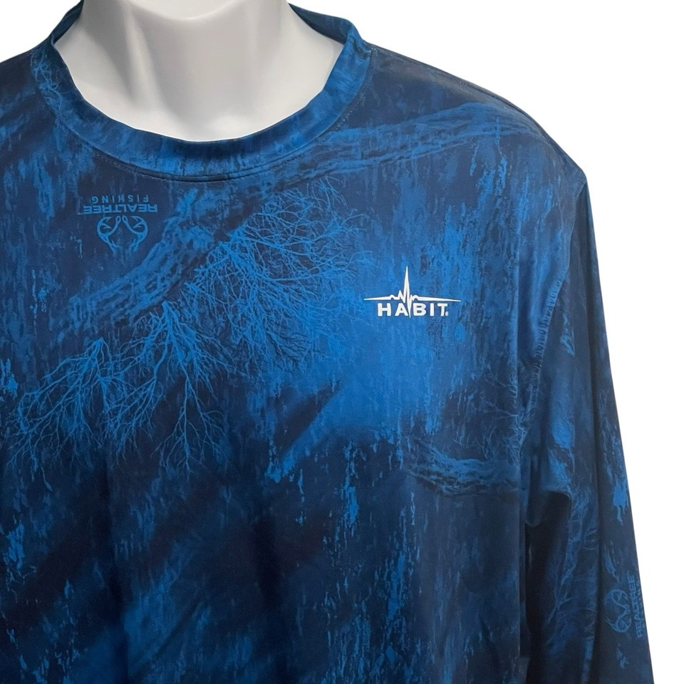 Habit Realtree Long Sleeve Large Performance Fishing Mens Shirt Blue ...