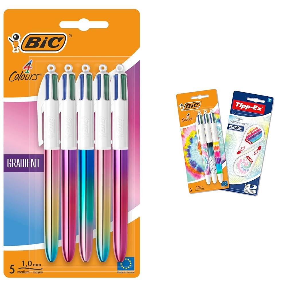 BIC 4 Colori Gradient, Set di 5 Penne a Sfera + 4Colori Penne ...