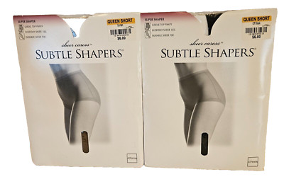 2 Pr. JC Penny Subtle Shaper Support Pantyhose Off Black/Suntan Queen ...
