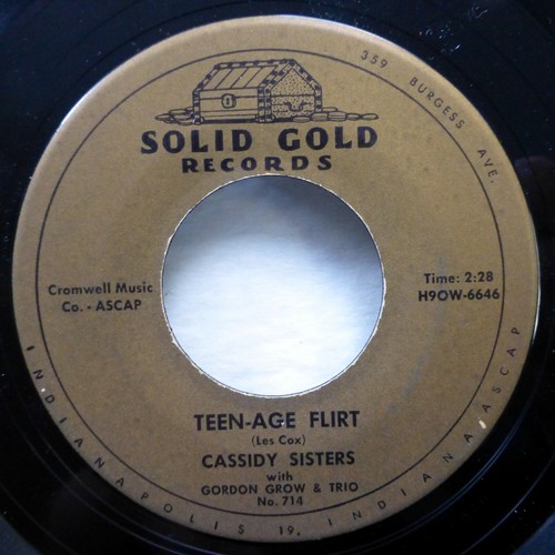 CASSIDY SISTERS 45 teen-Age Flirt / Don't Teach Me SOLID GOLD teen girl ...