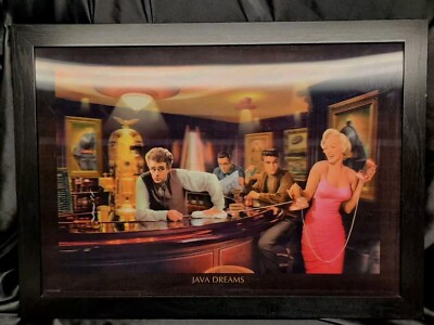 RARE LTd ED OPTICAL ILLUSION MOVING ART Java Dreams Elvis Large FRAMED ...