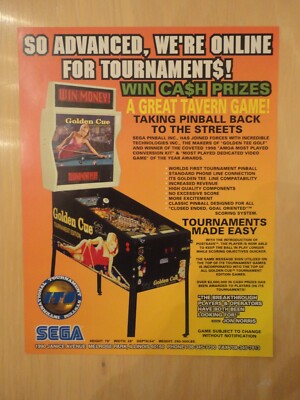 Golden Cue Kelly Packard Proto Type Pinball Machine Flyer | eBay