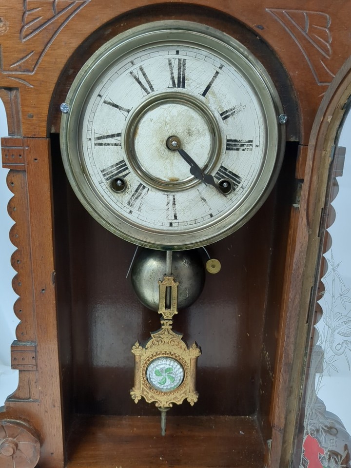 Very Rare Antique E.N. Welch "HATTON" Walnut Mantel Parlor Clock 8 Day ...