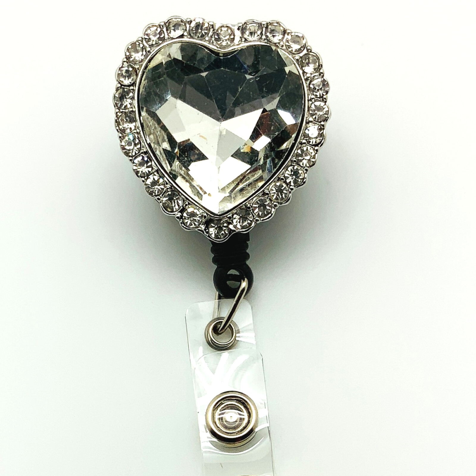 Crystal Heart Bling Clip And Reel Retractable Scissor Holder | eBay