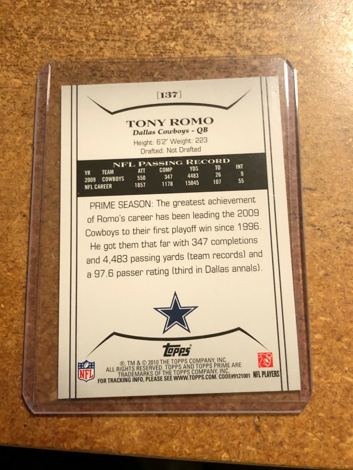 2010 Topps Prime - Retail #137 Tony Romo for sale online | eBay