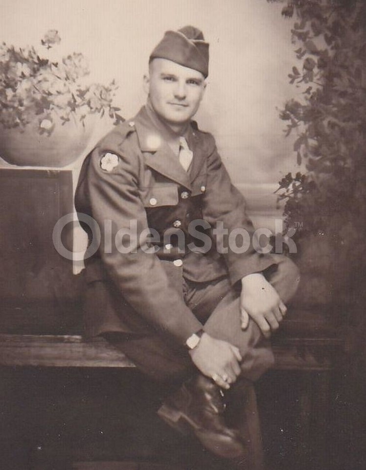 Handsome American Military GI in Uniform Vintage WWII Overseas Snapshot ...