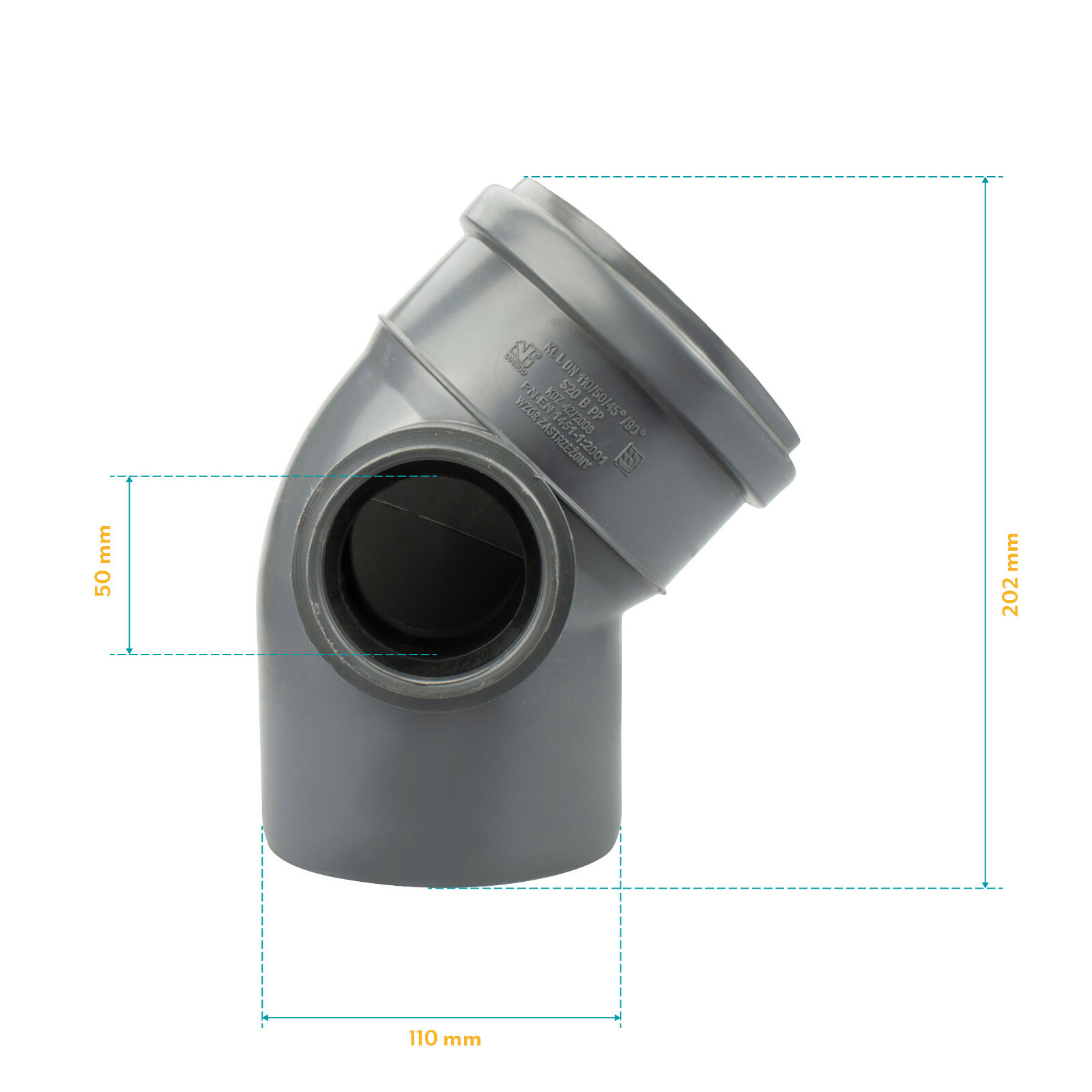 Bogen Kunststoff HT-Rohr Installation Abwasser 110 x 50 mm 45° 90° Grau ...