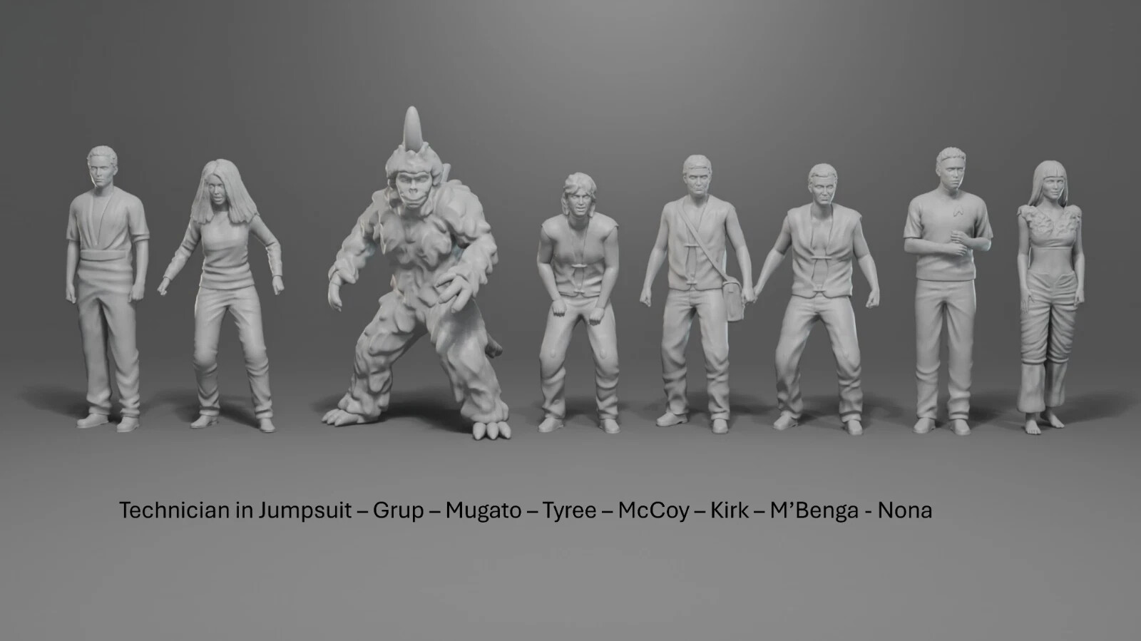 Star Trek 8 Figure Set 1:32 3D Printed Mugato Kirk McCoy Tyree Nona Grup M'Benga | eBay