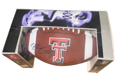 MICHAEL CRABTREE AUTOGRAPHED TEXAS TECH RED RAIDERS LOGO FOOTBALL ...