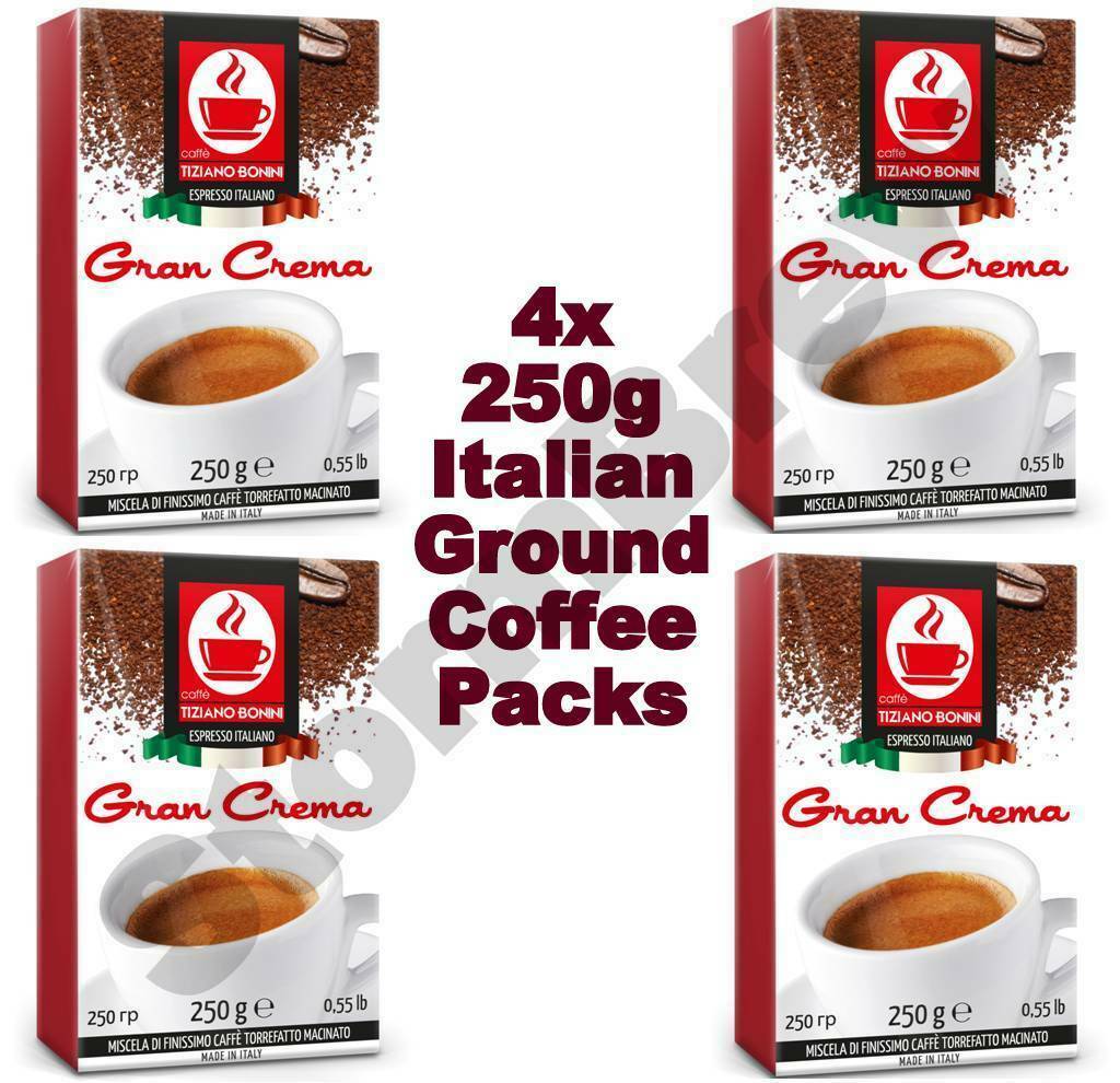 BONINI GRAN CREMA 4x 250g (1kg total) ITALIAN GROUND COFFEE PACKS | eBay UK