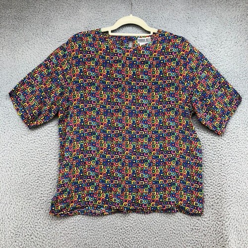 Vintage Robbie Bee Silk Blouse Shirt Womens Large Bright Geometric ...
