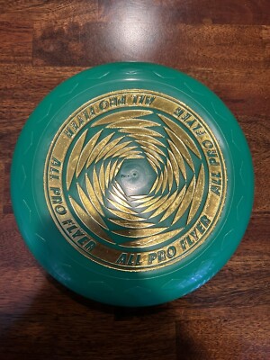 Vintage All Pro Flyer Green Disc Frisbee Used | eBay