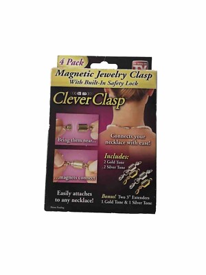 Clever Clasp Magnetic Jewelry Safety Lock 4 Pack Gold Silver Tone As ...