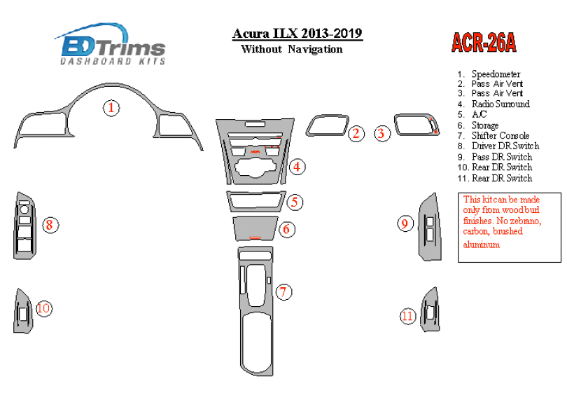 BDTrims Dash Trim Kit for 2013 - 2019 Acura ILX model | eBay
