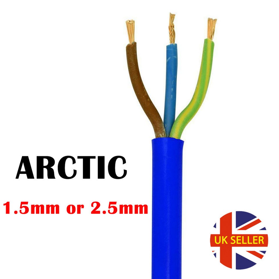 Arctic Flex Cable Blue 1.5mm 2.5mm 3 Core Flex Cut to Length Electric ...
