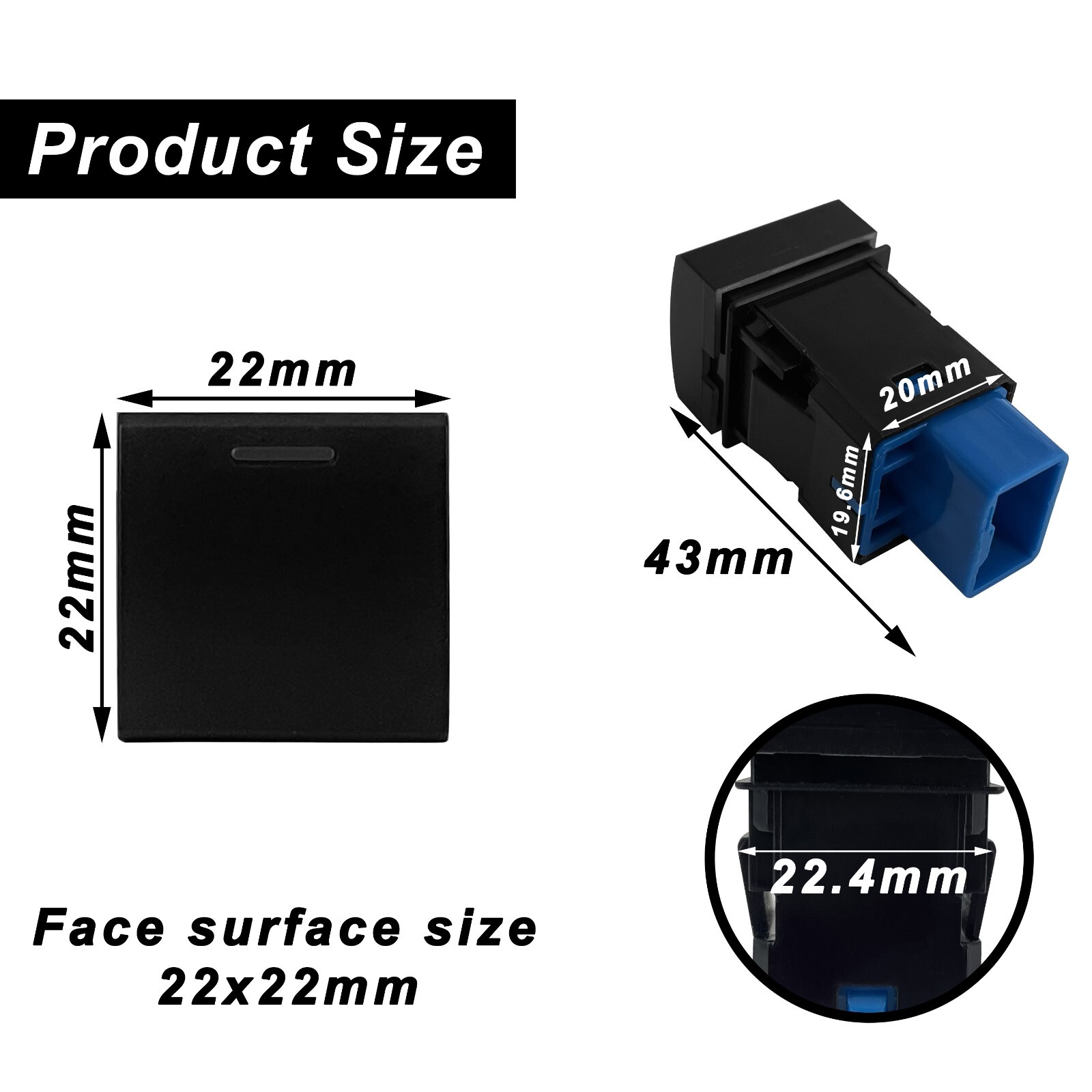 Blue Led Push Button Led Light Bar Switch 22 x 22mm For Toyota Prado ...