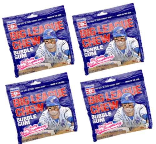 913369 4X 60G POUCH BIG LEAGUE CHEW BUBBLE GUM BIG RALLY BLUE RASPBERRY ...
