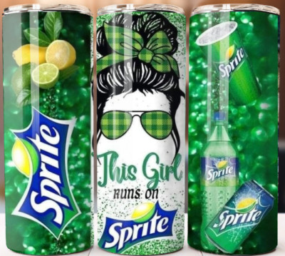 Girl runs on Sprite Tumbler 20oz Skinny Cup Mug Stainless Steel w Straw ...