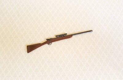 Miniature Bolt Action Rifle with Scope Prop 1:12 Scale Dollhouse Metal ...