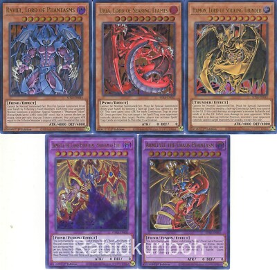 Yugioh Sacred Beasts Uria + Hamon + Raviel + Armityle Fusion Set ...
