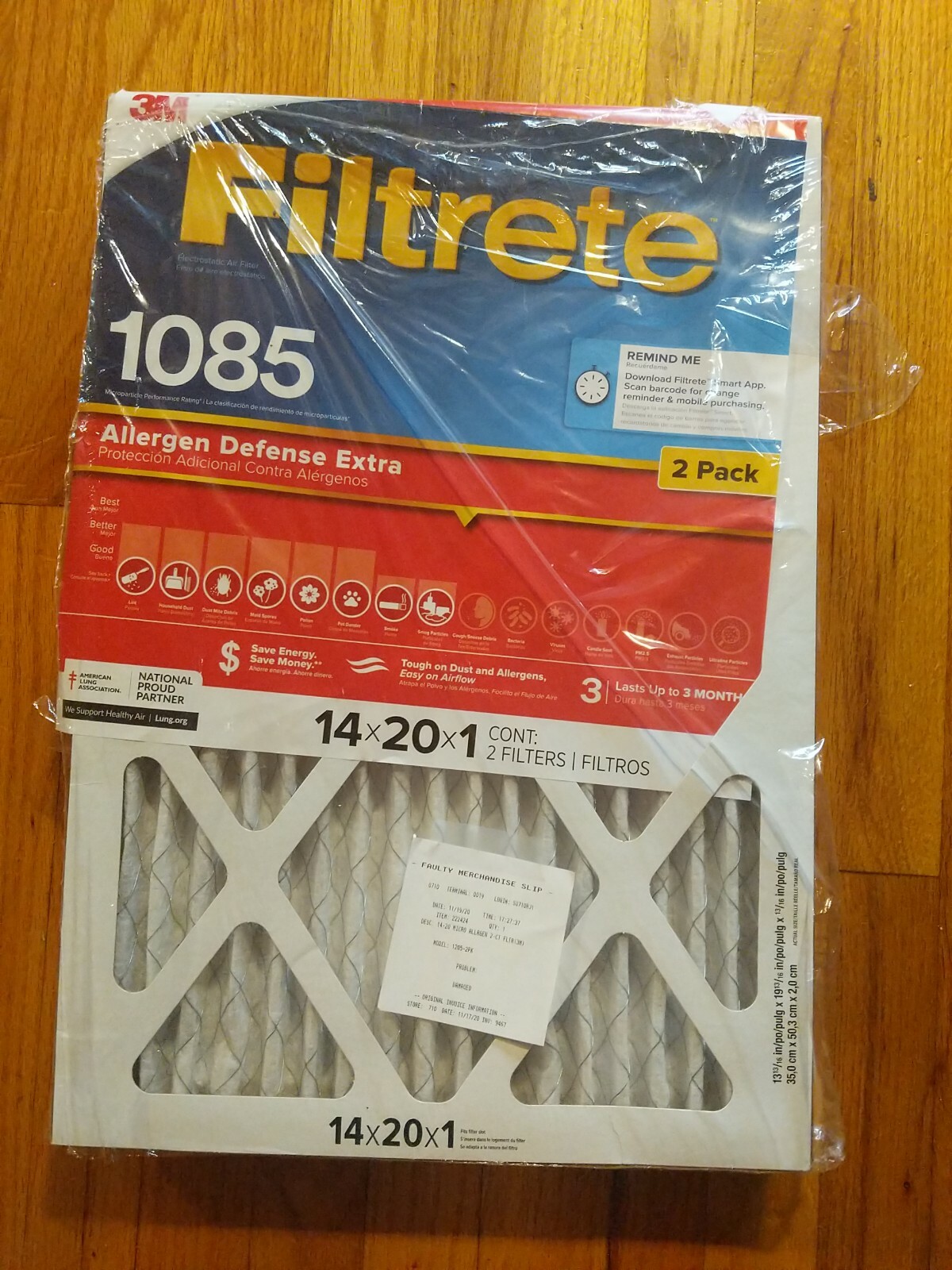 Filtrete Electrostatic Air Filters (2): 1085 - 14" x 20" x 1", New ...