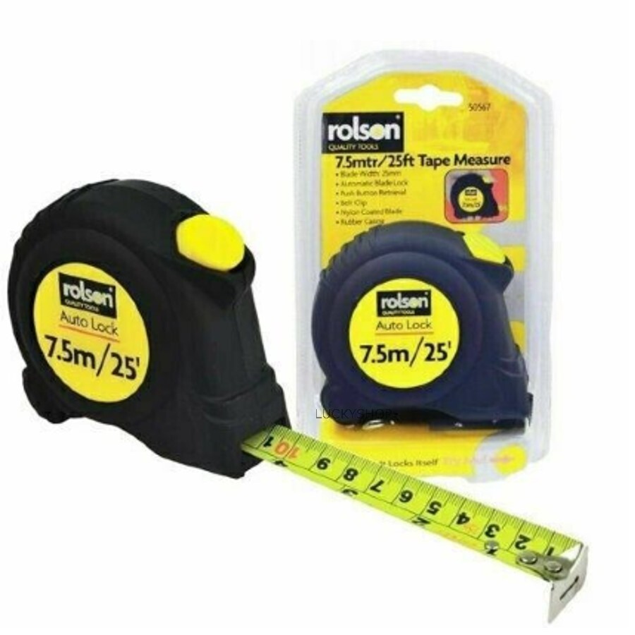 Rolson 10m/7.5 Tape Measure Broad Buddy Measuring Tape 25mm Wide Blade ...