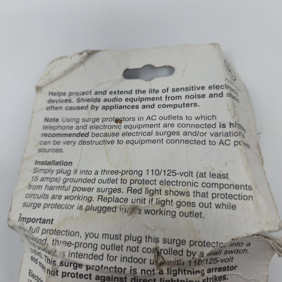 Vintage 1995 AT&T Surge Protector Noise Filter Single Outlet NOS 24267 ...