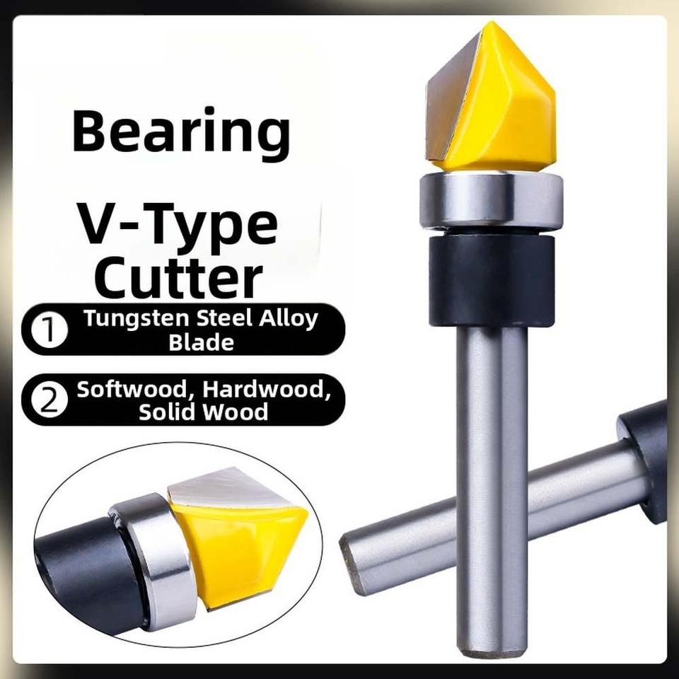 V Groove Router Bit Bearing Router Bit Woodworking Carbide Blade Heat ...