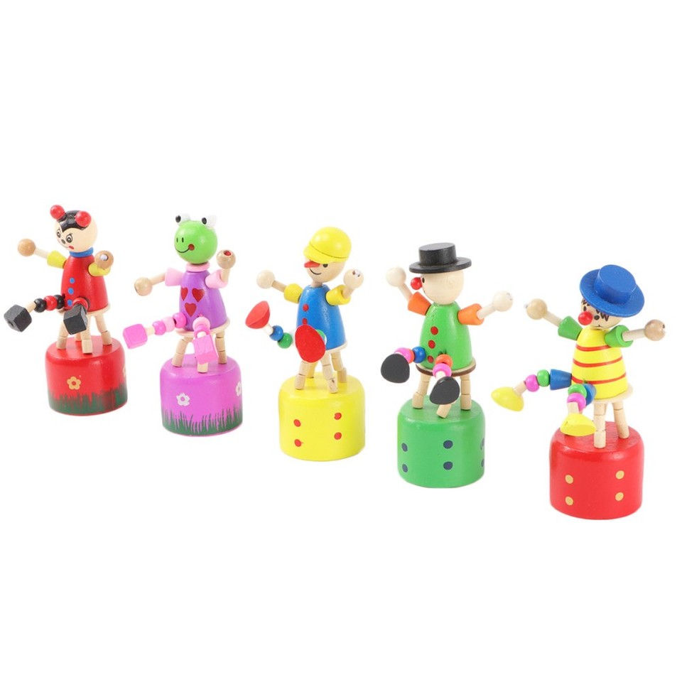 5 Pcs Wooden Toy Set Cartoon Clown Doll Child Funny Toys for Kids ...
