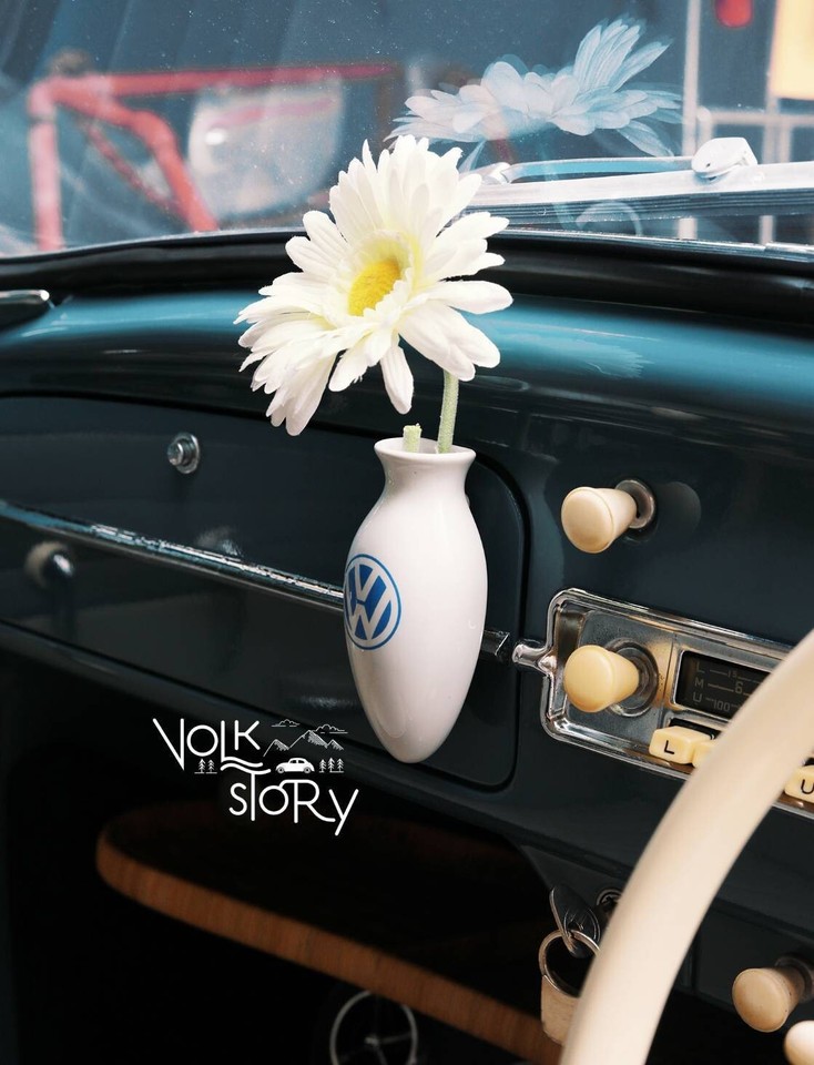 VW Volkswagen VOLKSTORY Vintage Ceramic Flower Bud Vase Dashboard Bug ...