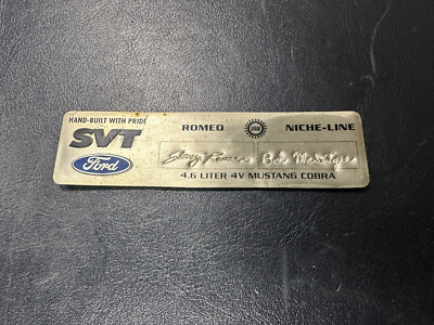 2003 2004 Ford Mustang SVT Cobra Engine Builder Valve Cover Name Plate ...