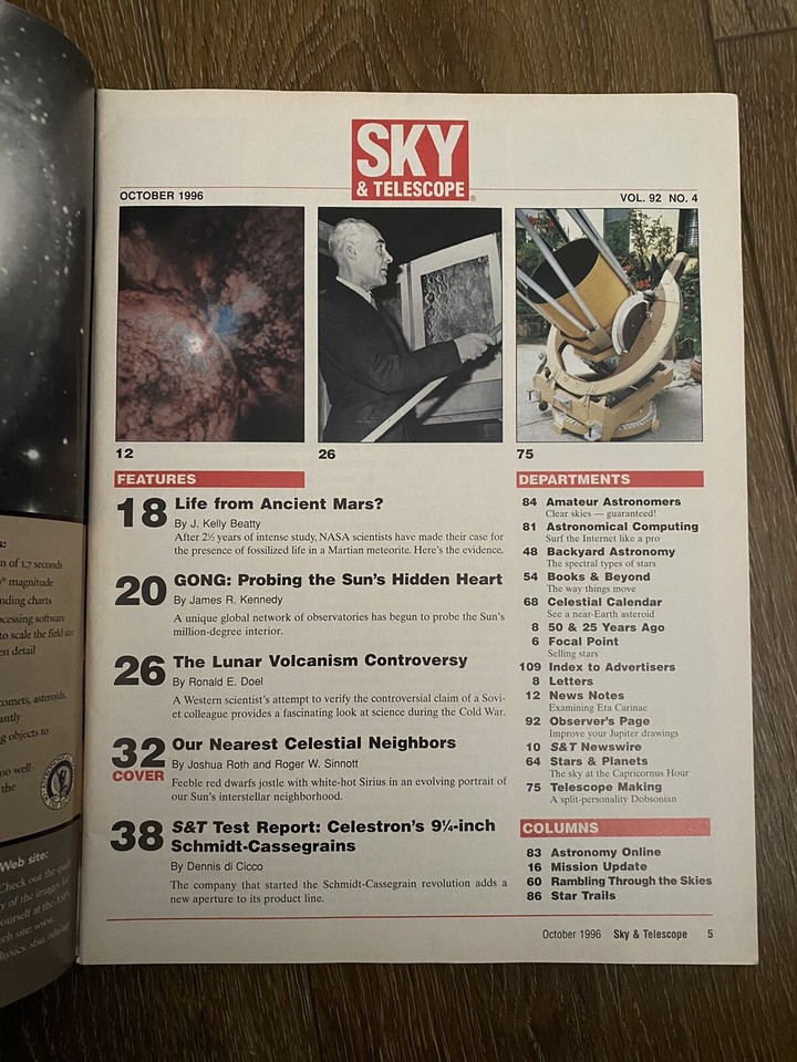 Vintage Sky & Telescope Magazine October 1996 Vol. 92 No. 4 Science Sci ...
