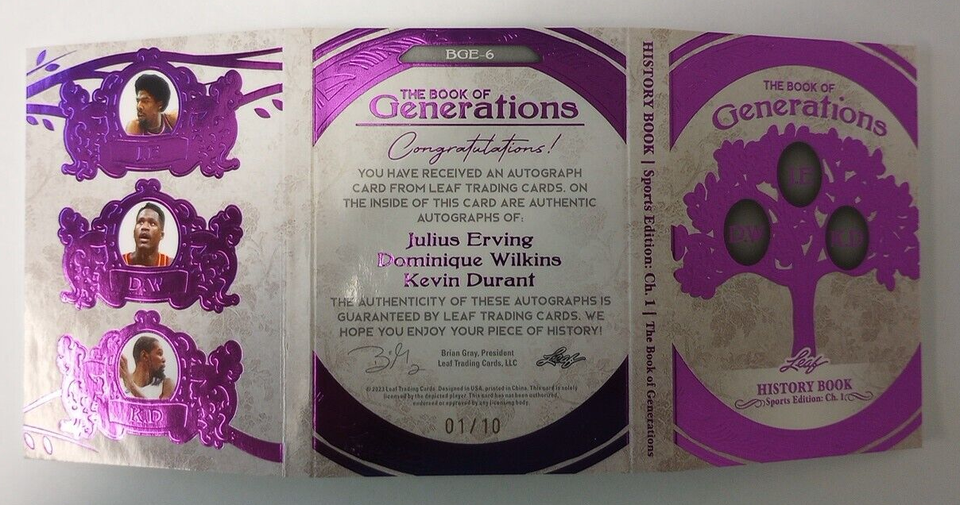 2023 Leaf History Book of Generations Durant Wilkins Dr. J. auto ...