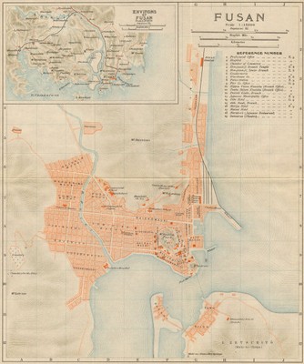 'Fusan' & environs. Busan antique town city plan. South Korea 1913 old ...