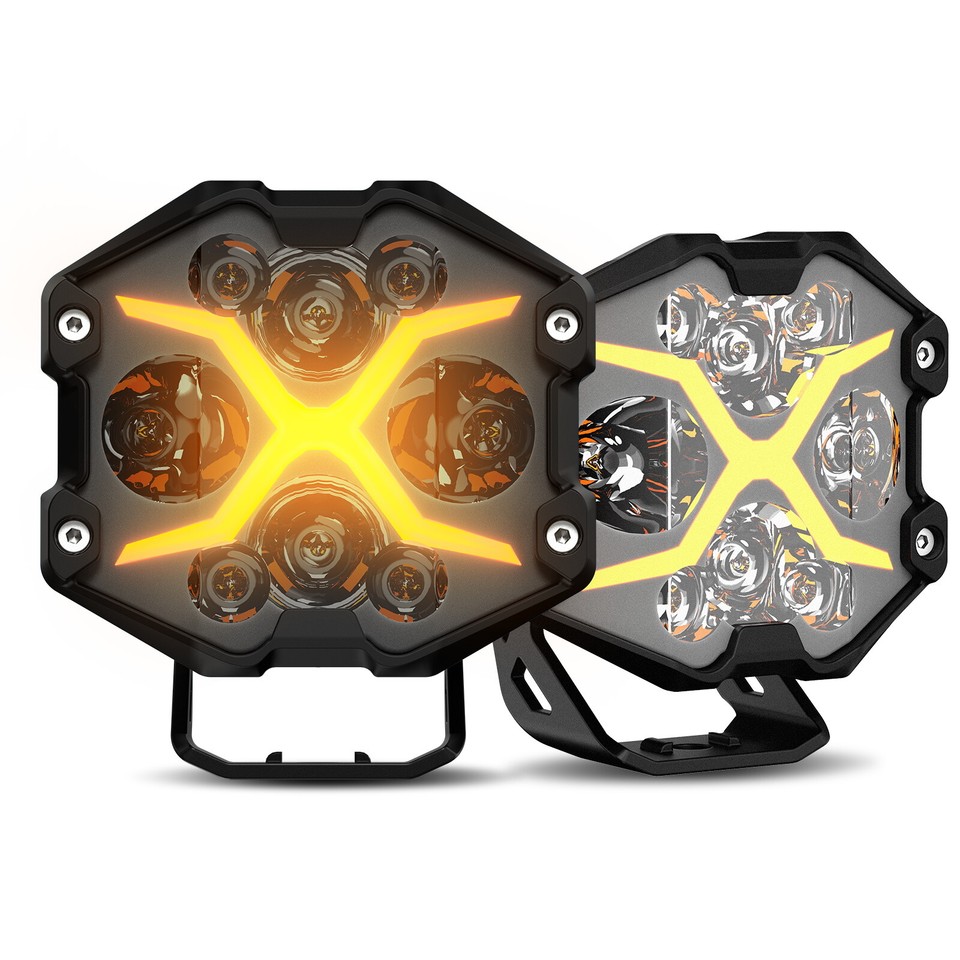 NOVSIGHT 4 Inch LED Pod Offroad Lights Super Bright with Amber Pod ...