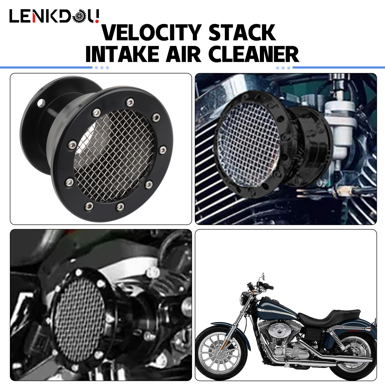 Black Velocity Stack Air Cleaner Intake Filter For Harley Sportster ...