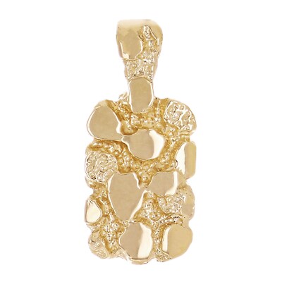 10k Yellow Gold Solid Rectangle Nugget Charm Pendant 23x10.7mm 3.5 ...