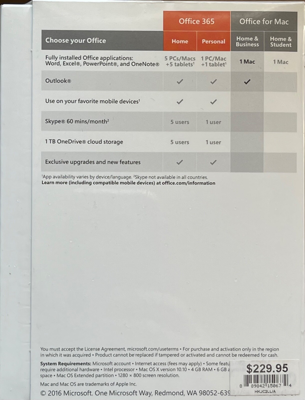 Microsoft Office Home & Business 2016 Product Key Card, Word, Excel ...