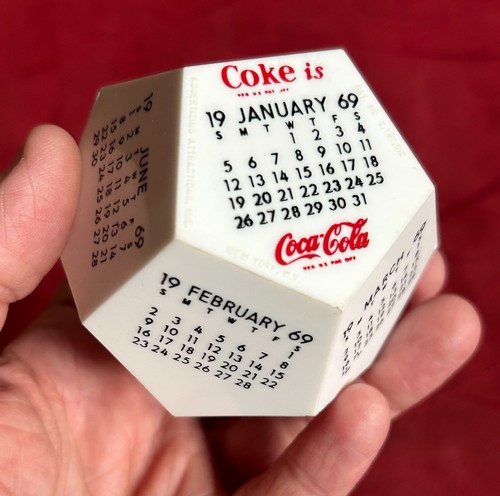 1969 Coca Cola 12-Sided Plastic Pentagon Calendar | eBay
