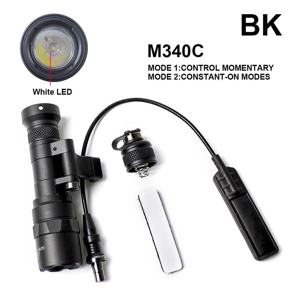 Tactical M340C Weapon Light LED 500 LM Picatinny Rail/ Remote Switch ...