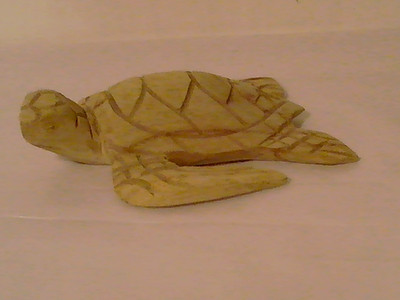 Wooden Art Sea Turtle Hand Carved figure Natural Color 6" Long ...