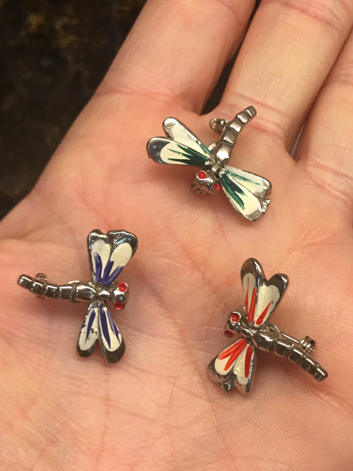 Rare Matching Set Vintage Firefly Dragonfly Pins Broo… - Gem