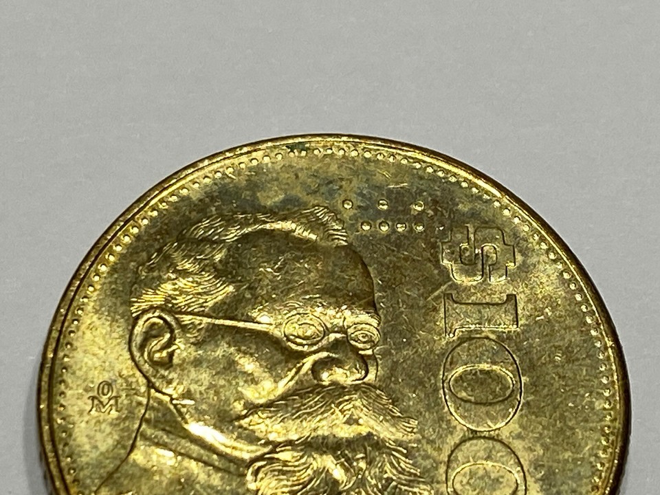 1990 MEXICO 100 PESOS CARRANZA EAGLE COIN KM#493 ALUMINUM-BRONZE ...