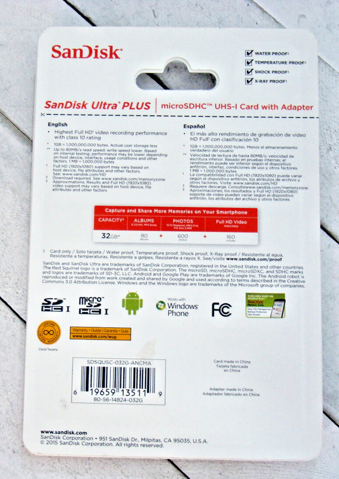 Sandisk 32GB Ultra Plus Micro SDHC UHS-1 Card with Adapter - SEALED | eBay