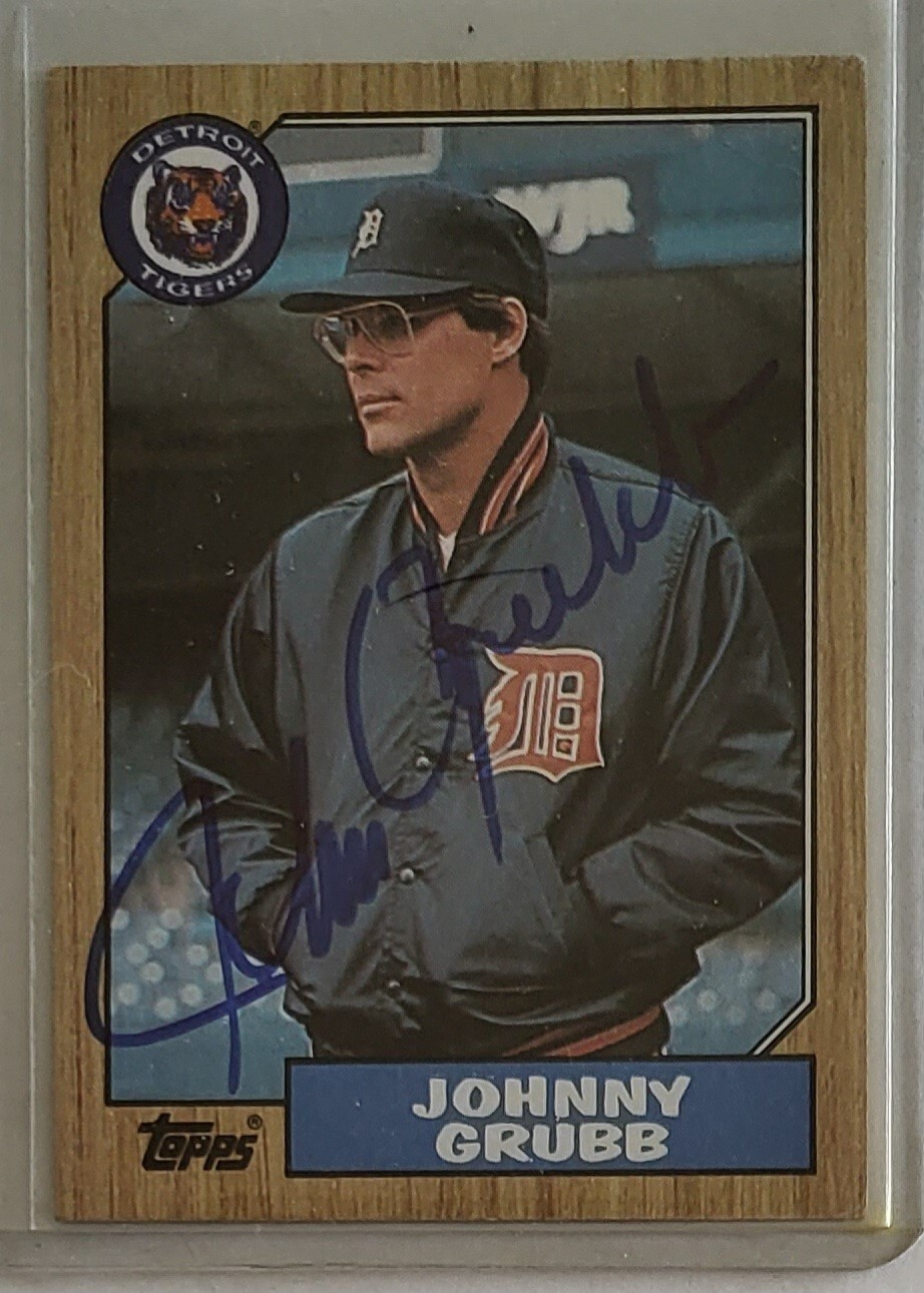 Autograph....1987 Topps #384 Johnny Grubb Detroit Tigers Baseball Card ...