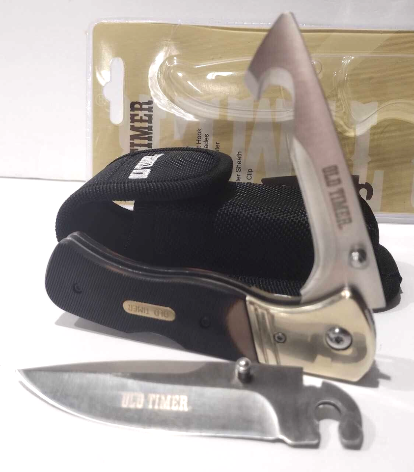 Schrade Old Timer Switch A Blade Drop Point Guthook Lockback Pocket ...