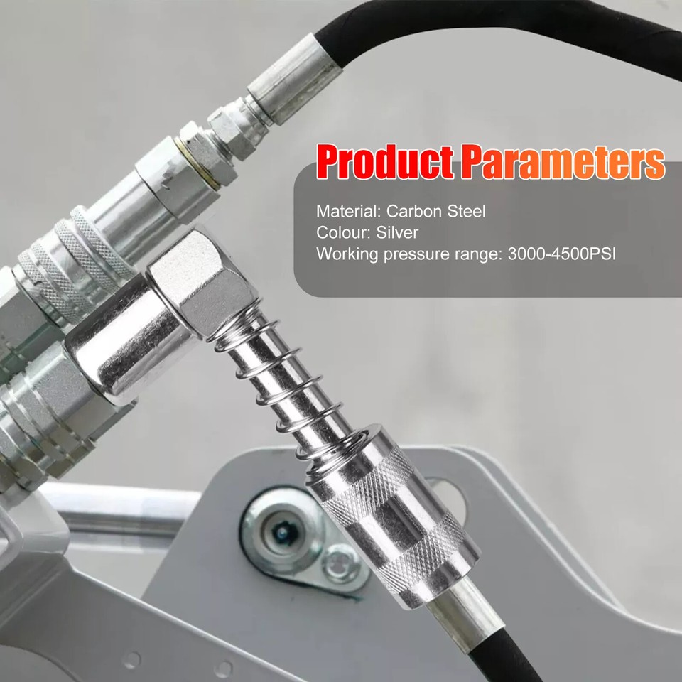 90 Degree Grease Coupler Adapter with Grease Nozzle Grease Gun Adaptor ...