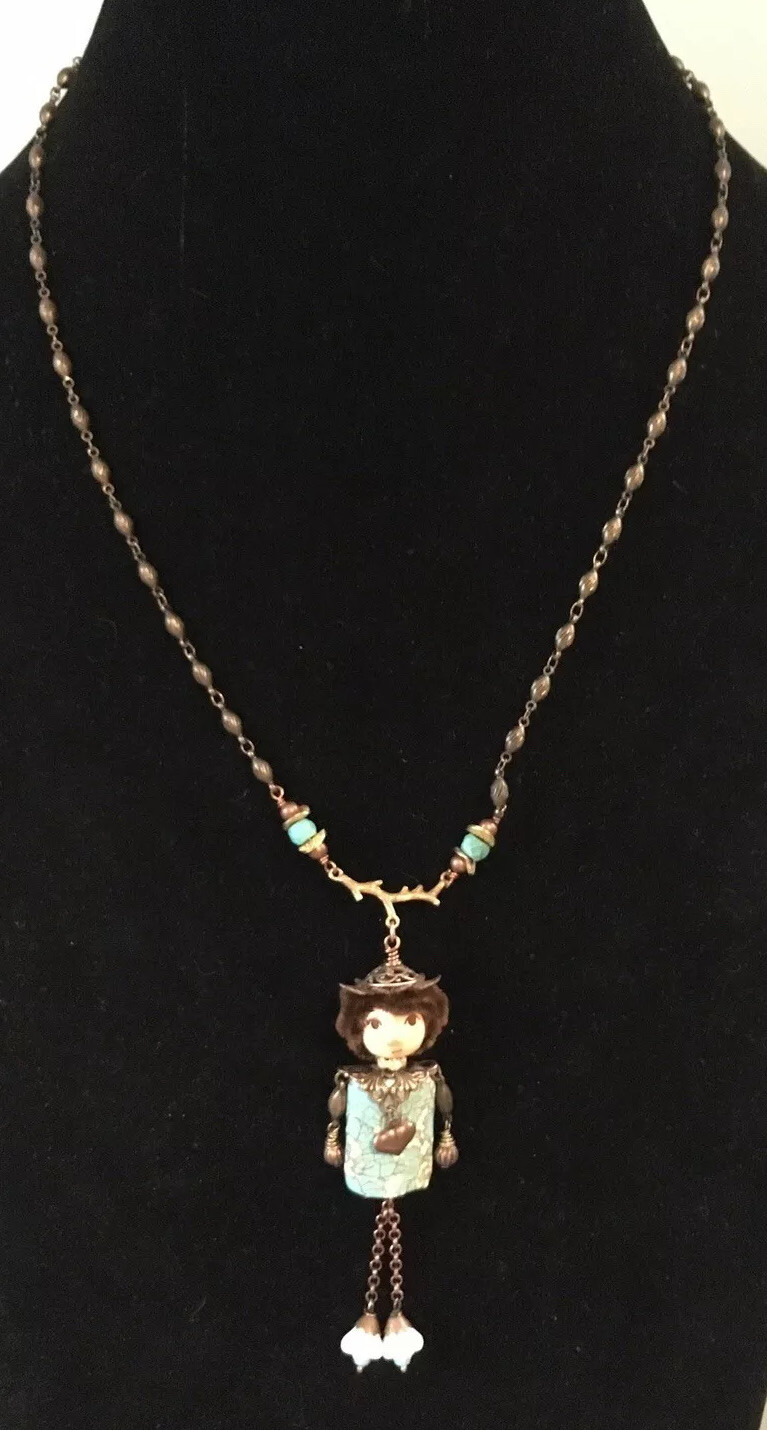 Julia Watada miniature Art Doll Pendant Necklace Hand Painted Face ...