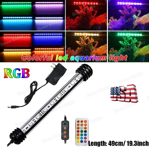 Aquarium LED Light Multi-Color RGB Fish Tank Submersible Strip Lamp+ ...